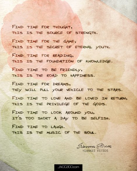 Find Time by Yannis Ritsos - Printable - WOrds CAn DO